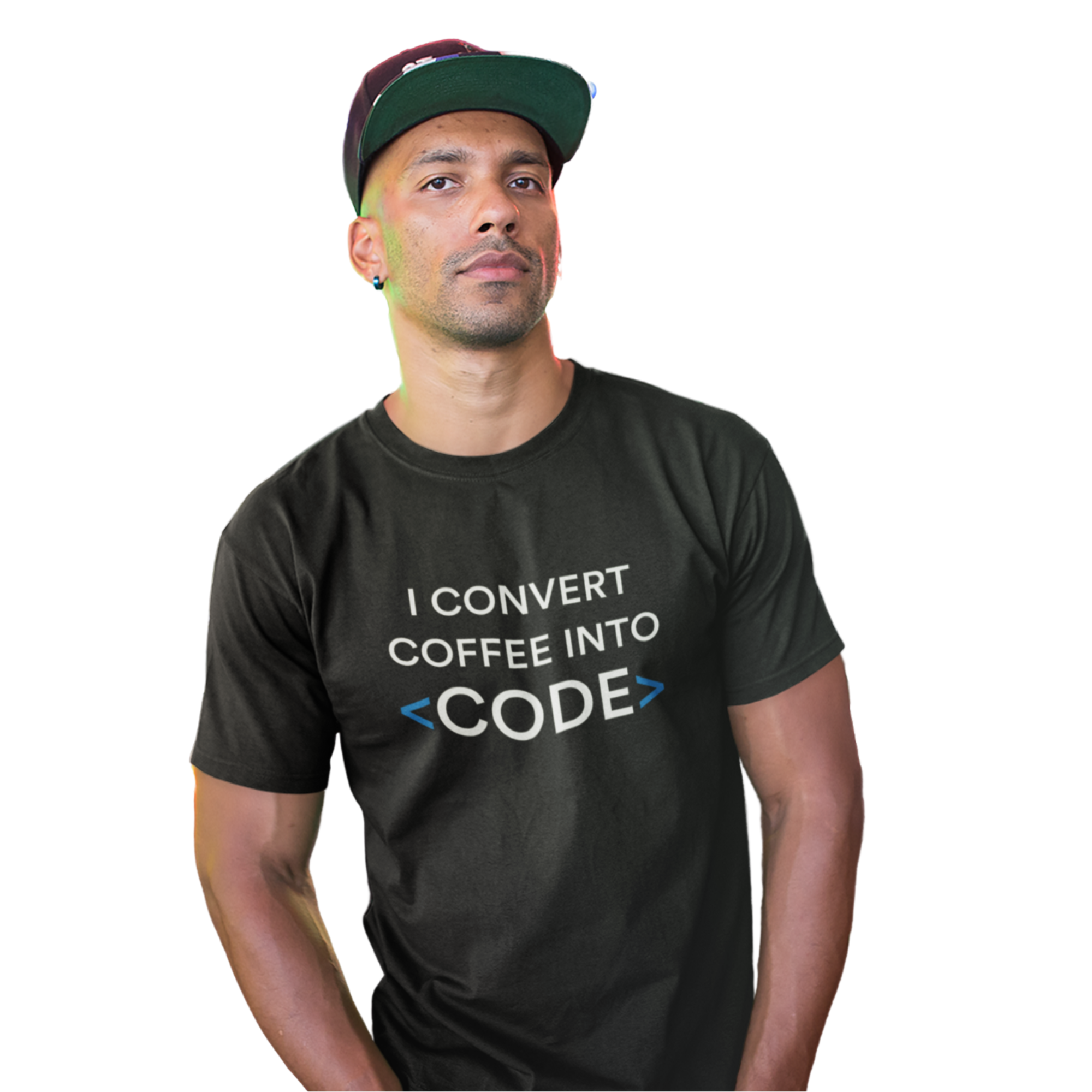 T-Shirt Quality Camisa Coffee into Code em Estilo de TI