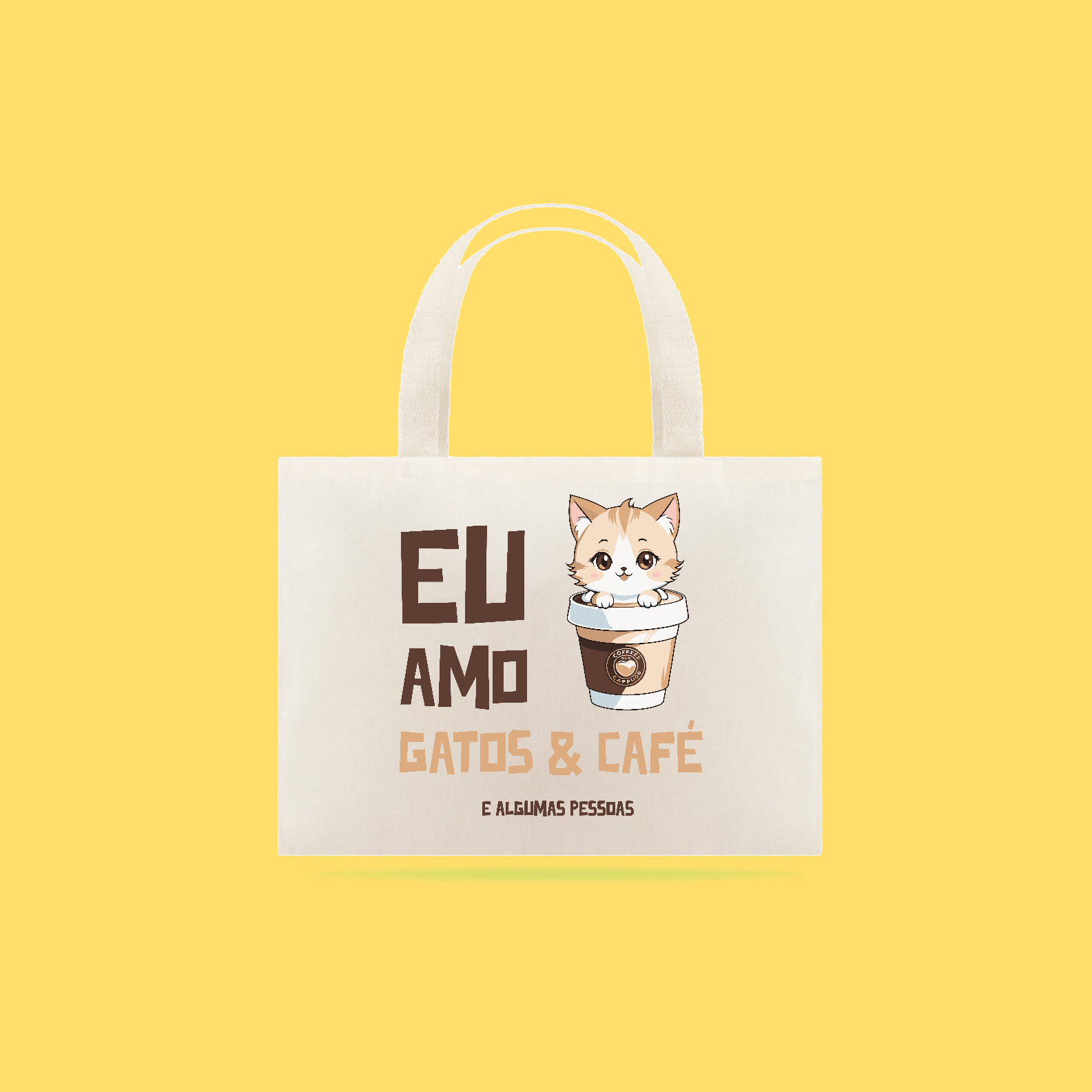 ECO BAG GRANDE ECOBAG EU AMO GATOS & CAFÉ R$44,90 em