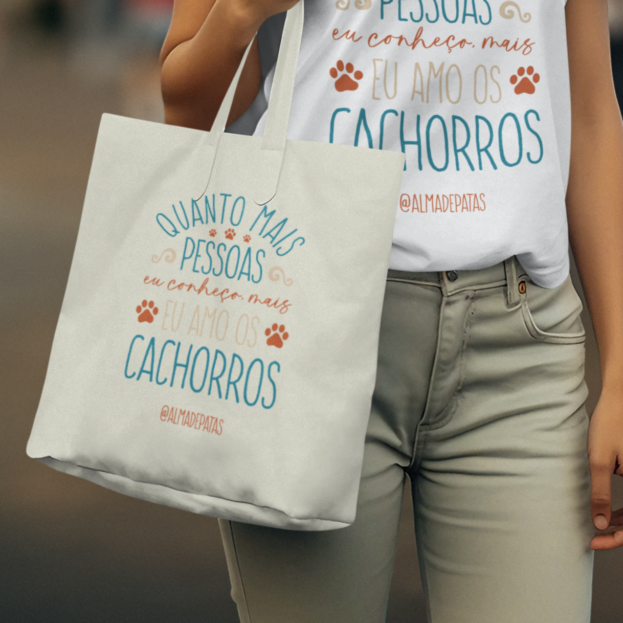 Eco Bag Grande Ecobag - Amo cachorros! R$39,90 em Alma de Patas