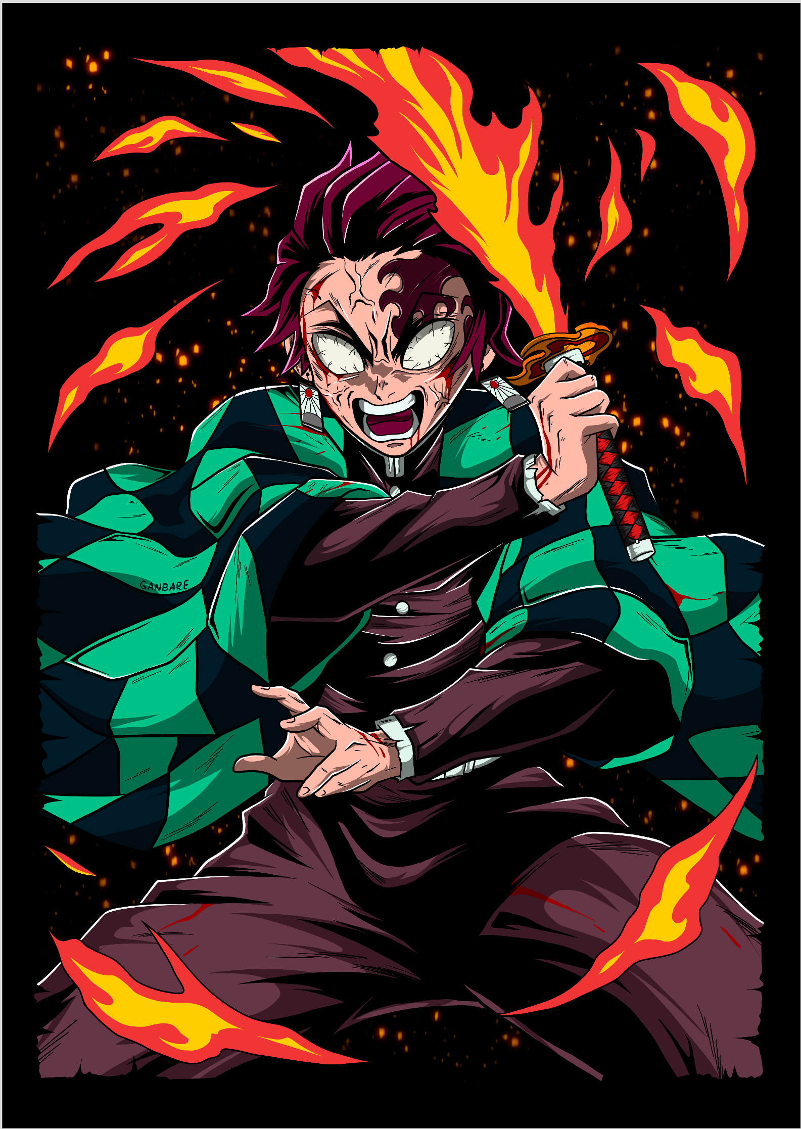 Poster Retrato Tanjiro Kamado em