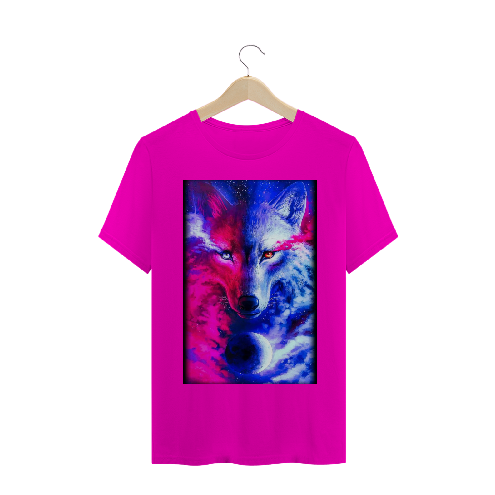 T-Shirt Quality Lobo Rosa & Azul em