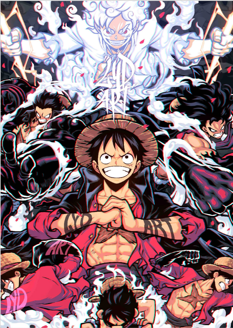 Poster Retrato poster sem moldura transformações Monkey D. Luffy em