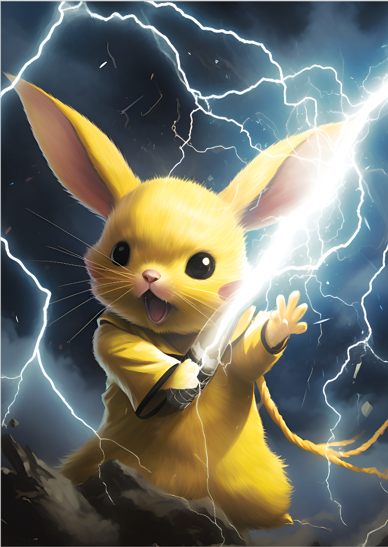 Poster Retrato Pikachu Mestre Jedi (Inspirado em Pokémon e Star Wars) em