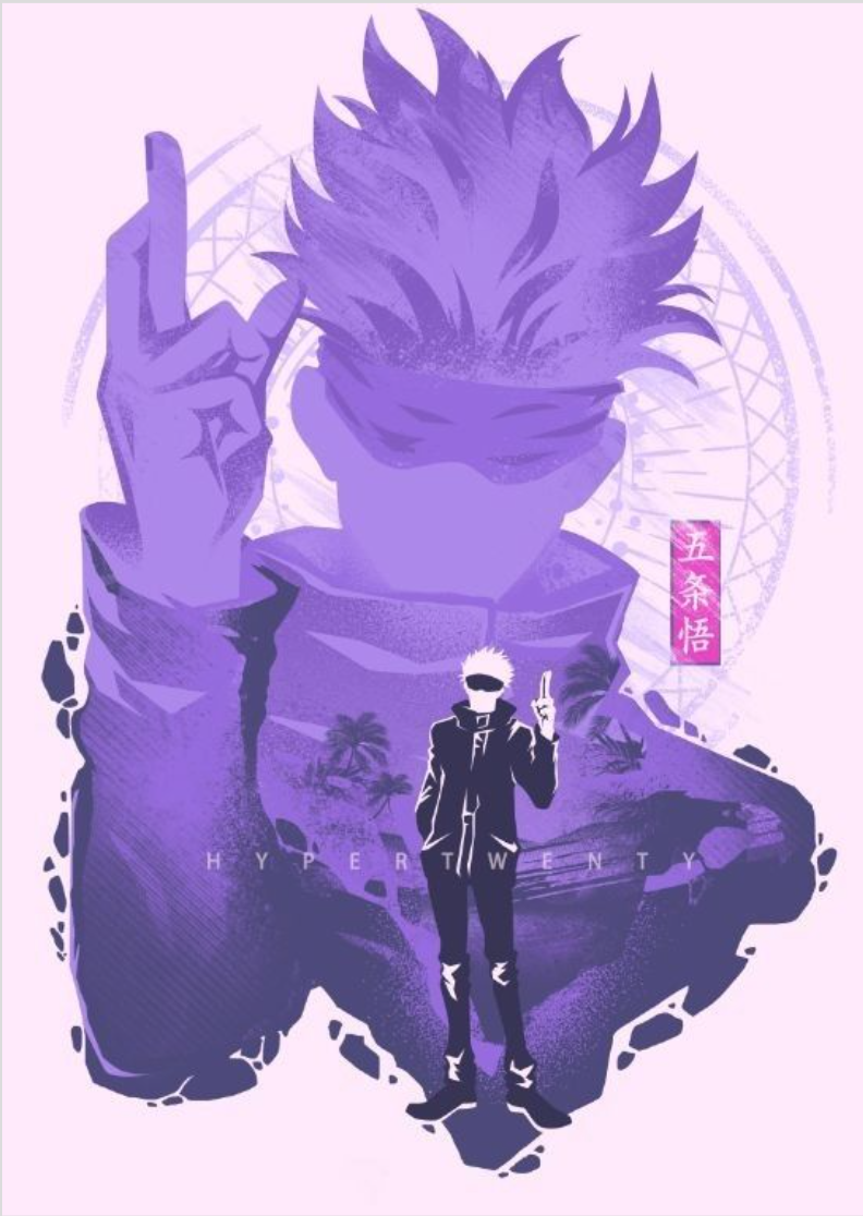 Poster Retrato Poster Satoru Gojo em Geek Inside