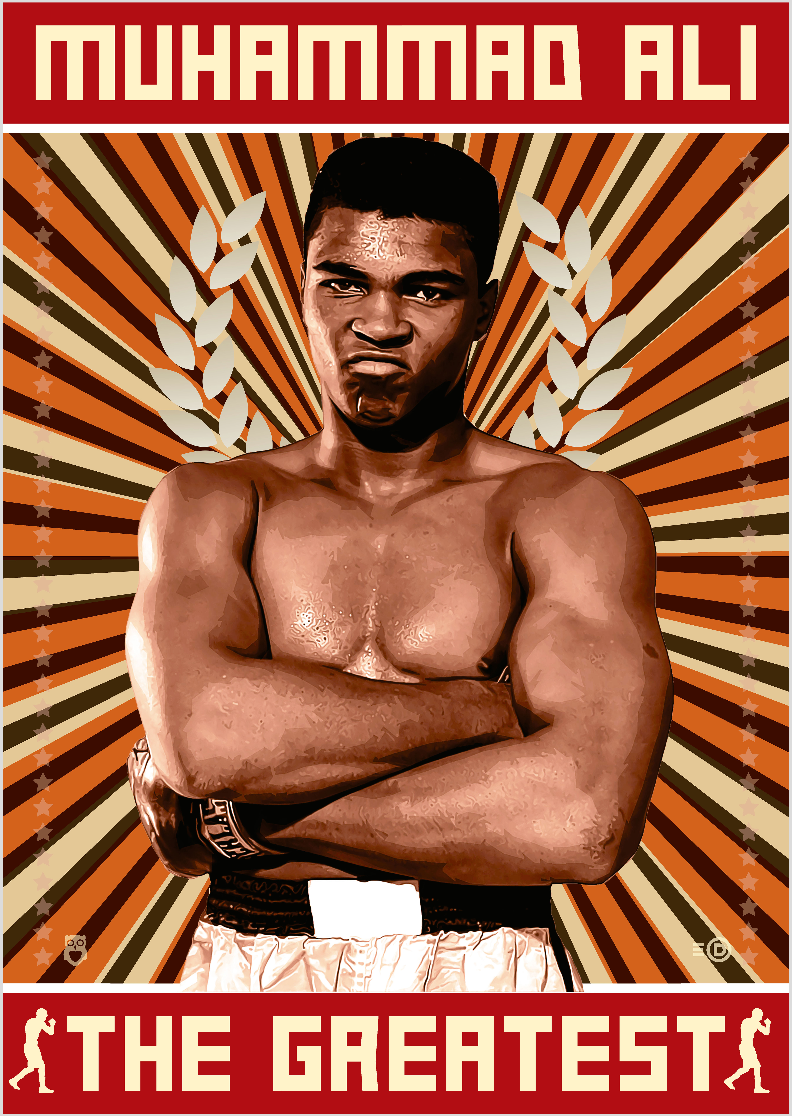 Poster Retrato Muhammad Ali GOAT em durerdesign