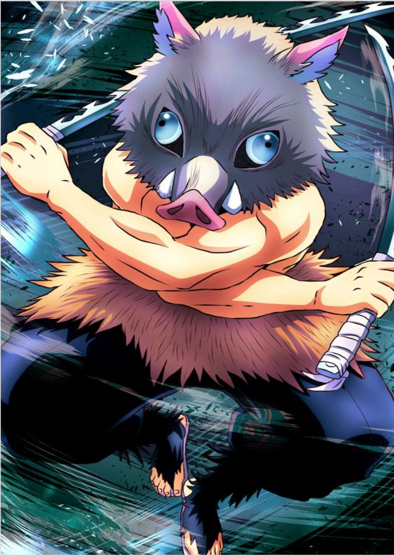 Poster Retrato Pôster Inosuke Hashibira| Demon Slayer em