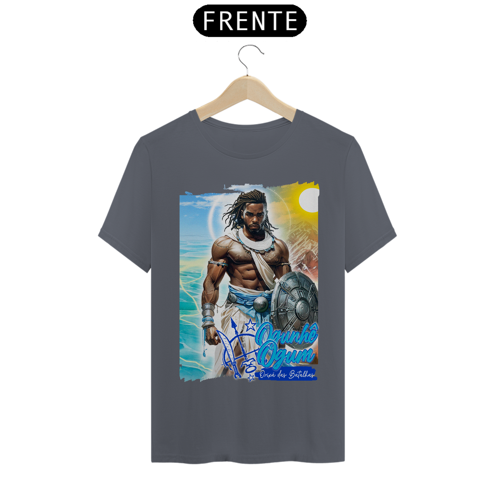 T-Shirt Classic Camisa Clássica - Estampa Orixás - Ogum R$61,83 em SublimaIlustra