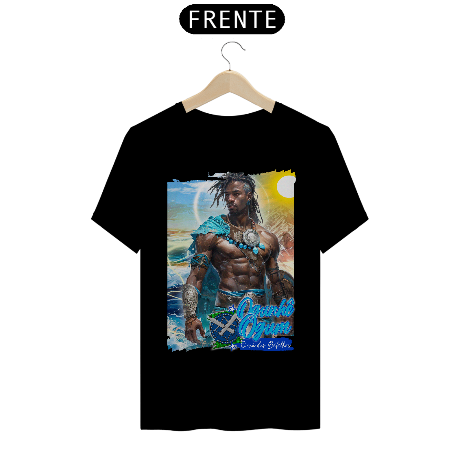 T-Shirt Classic Camisa Clássica - Estampa Orixás - Ogum - Mod - 2 R$61,83 em SublimaIlustra