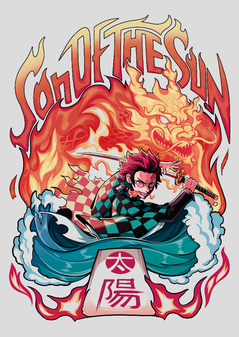 Poster Retrato Tanjiro Sun of The Sun A3 em