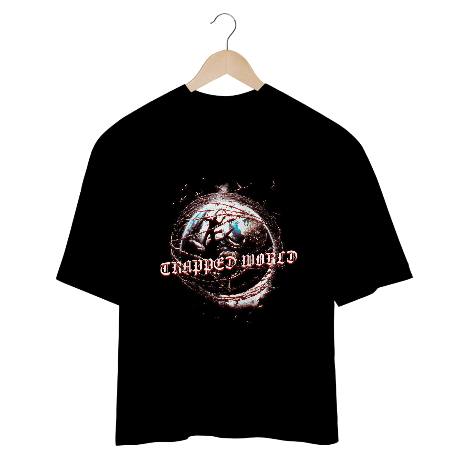 Camiseta Oversized Oversized Trapped World R$134,99 em