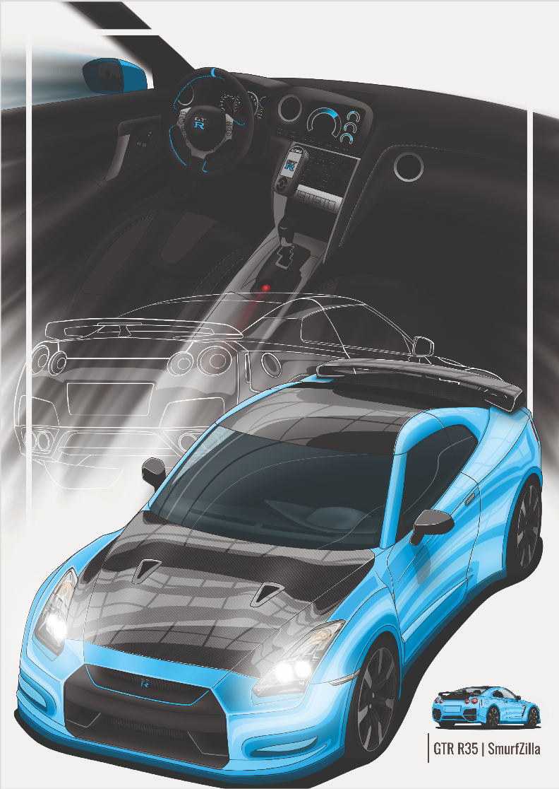 Poster Retrato Poster Smurfzilla em Loja PG Racing