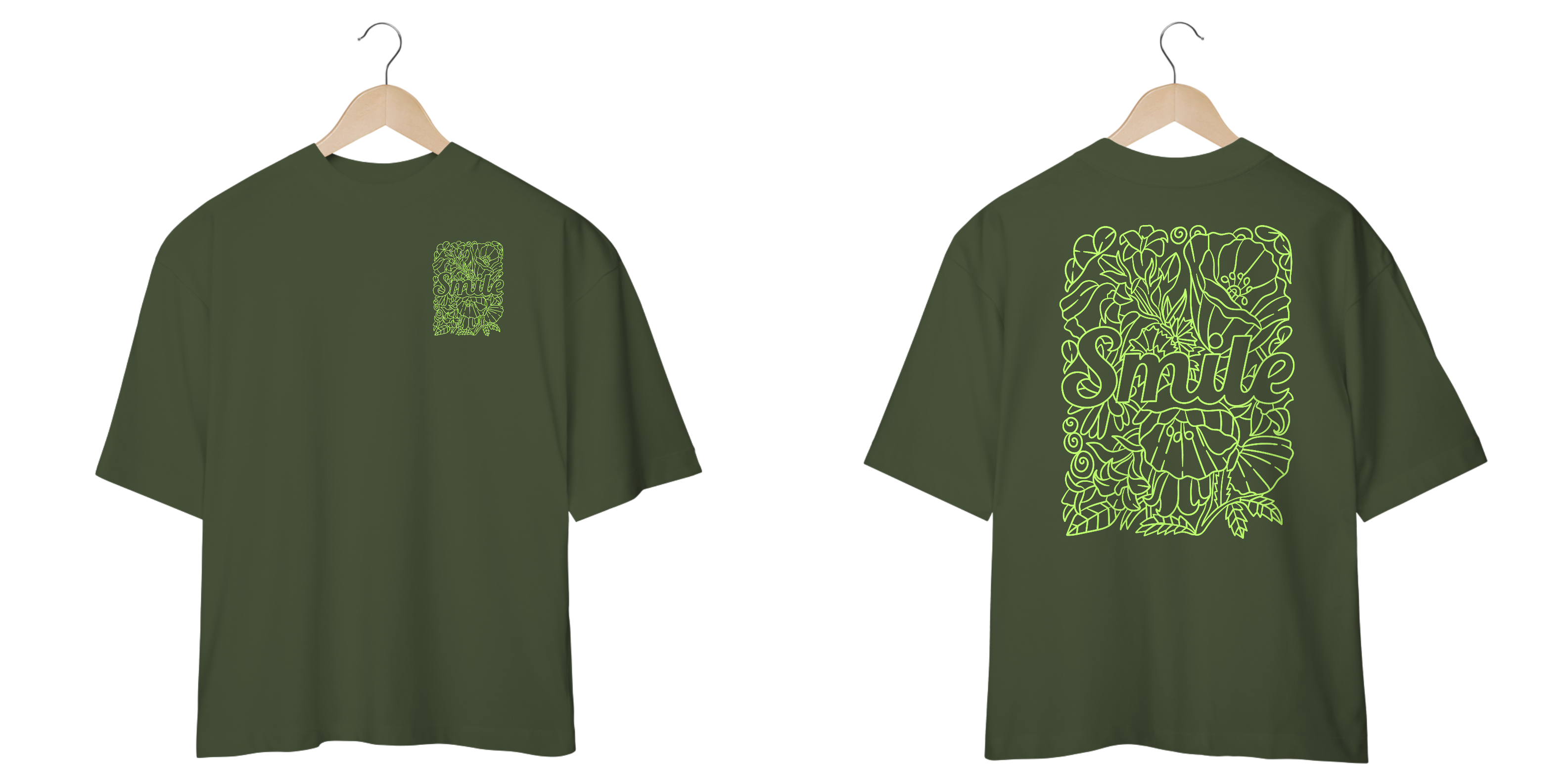 Camiseta Oversized Oversized Verde Musgo Smile R$149,90 em Lisboa ...