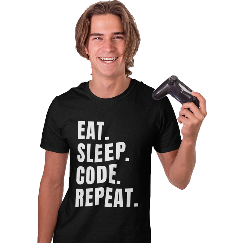 T-Shirt Quality Eat - Sleep - Code - Repeat Maculina em Estilo de TI