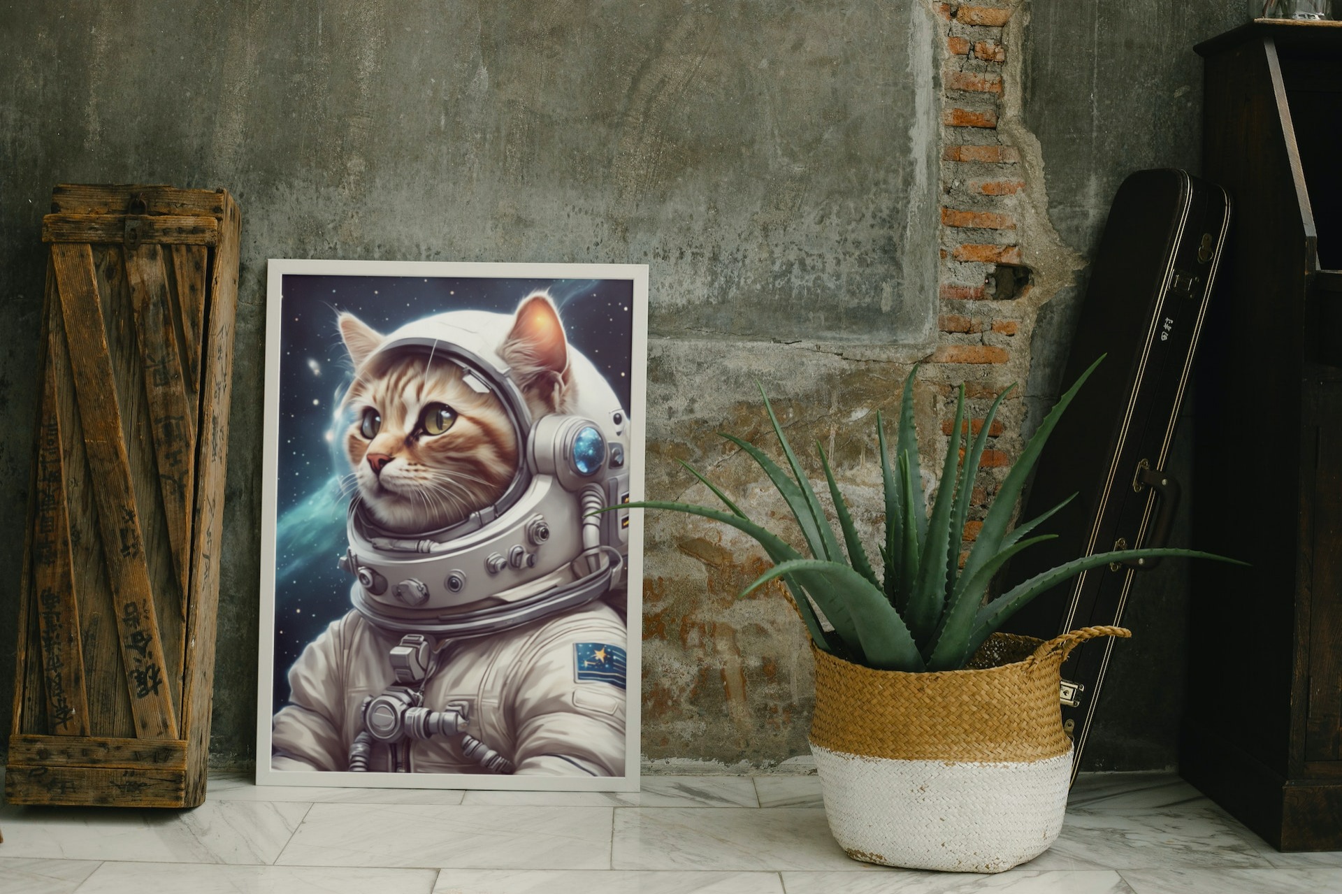 Poster Retrato Pôster Gato Espacial em