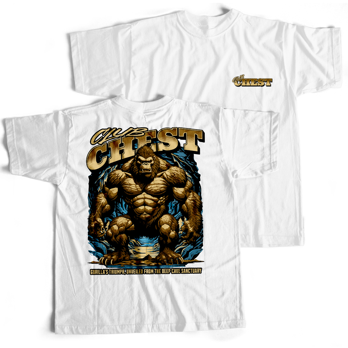 T-Shirt Classic Camiseta Branca - Chest Club (Frente/Costas) em LuarGym
