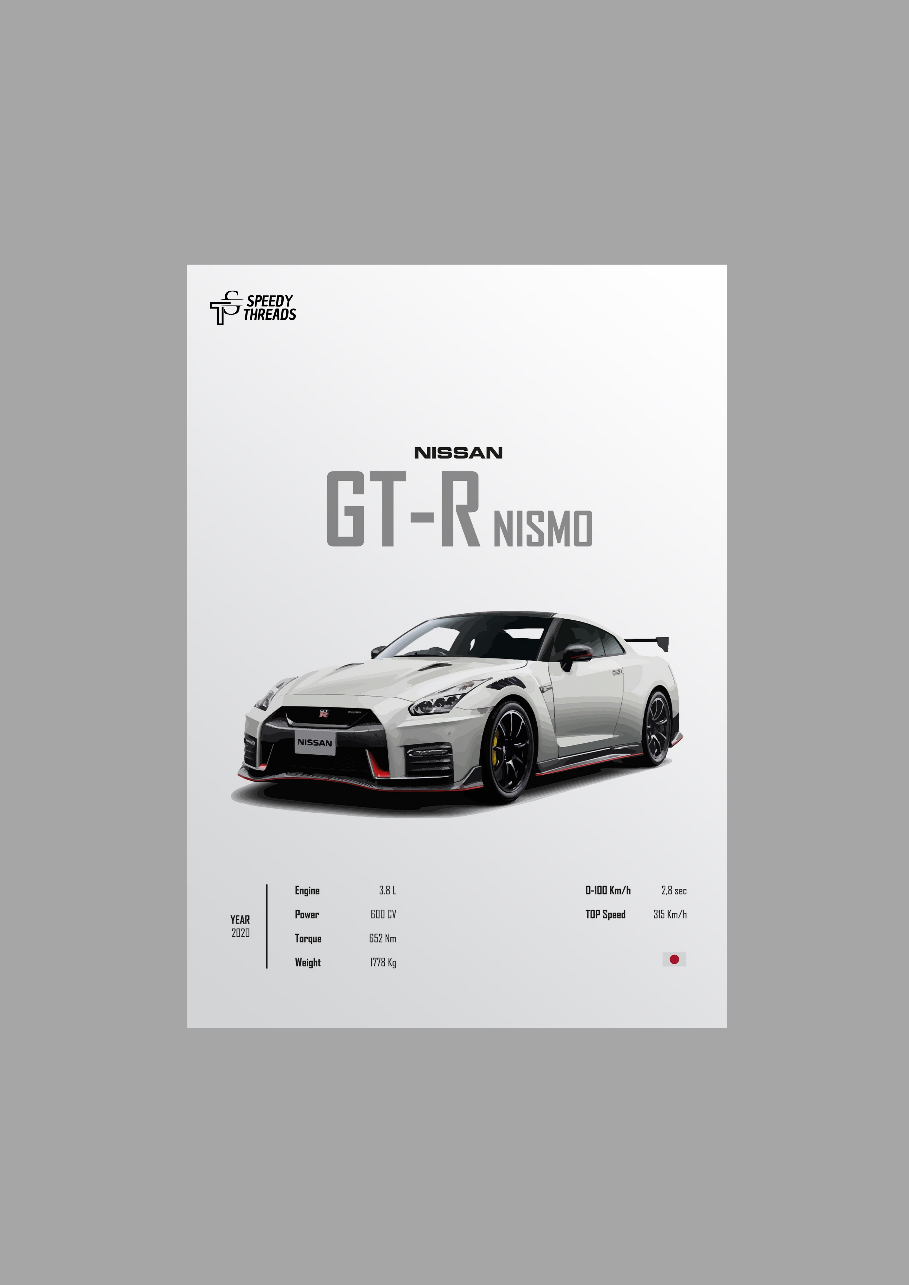 Poster Retrato POSTER NISSAN GTR R35 em SPEEDY THREADS