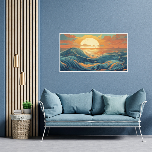 Poster Paisagem 2D Ocean Waves - Art Code: 004 em Geometria Oculta