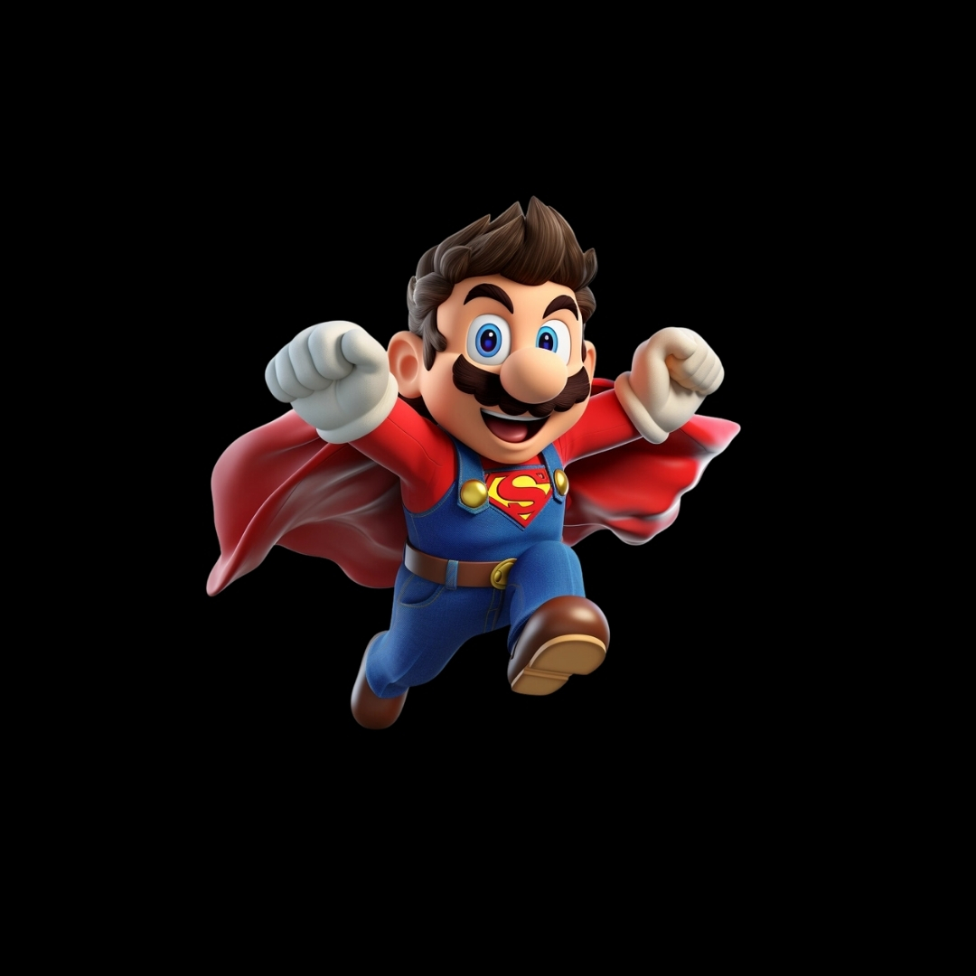 T-Shirt Quality Camiseta Black. Super Mario Hero em Black.